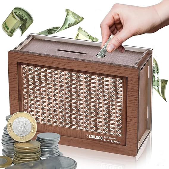SNAPTRON Money Saving Box For Adult 100000 -Money Box, Wooden Money ...