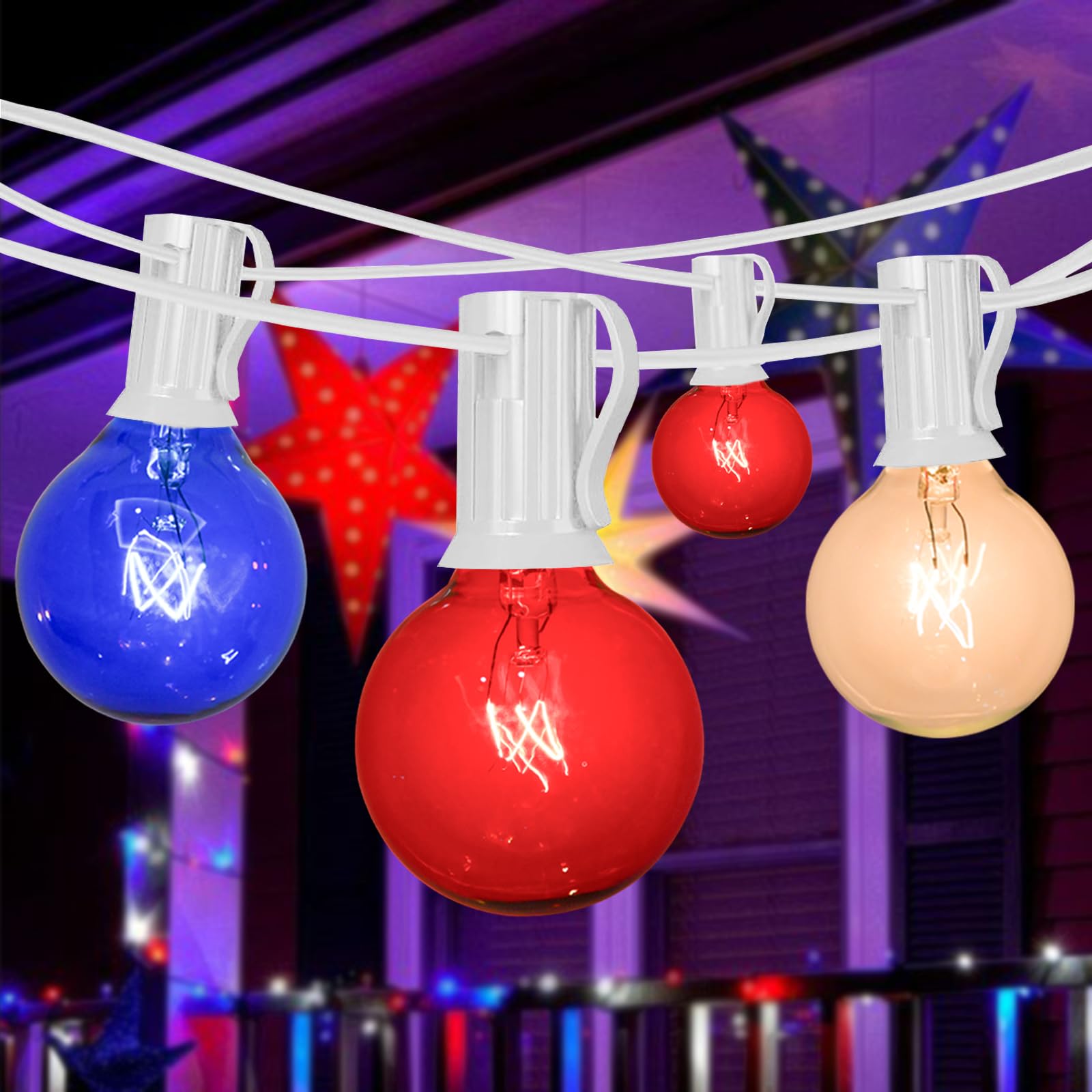 Amazon.com: Red White and Blue Lights,25Ft 4th of July Lights String ...