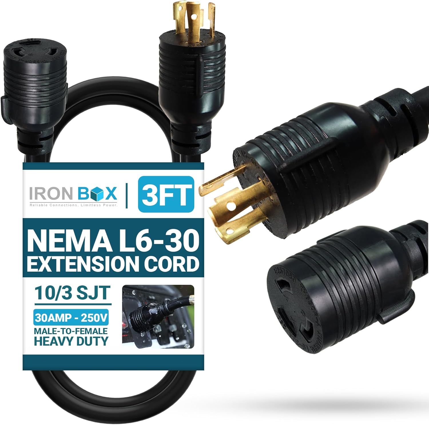 Amazon.com: IronBox Electric NEMA L6-30 Extension Cord - 30A, 250V, 10/ ...