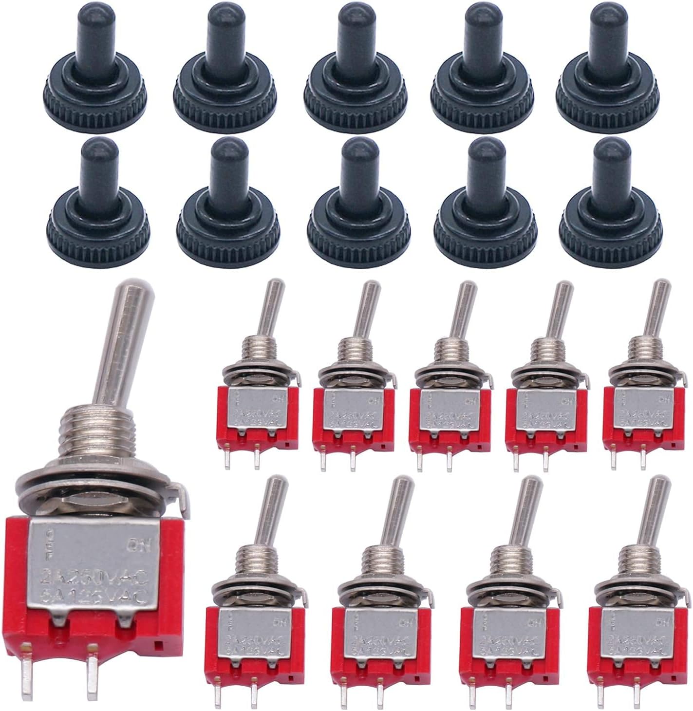 mxuteuk 10Pcs Mini Toggle Switch SPST 2 Position 2 Pins ON/OFF AC 125V ...