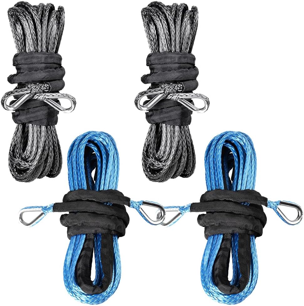 Amazon.com: (Pack of 4PCs, Black + Blue) 50' 1/4" Synthetic Winch Rope ...