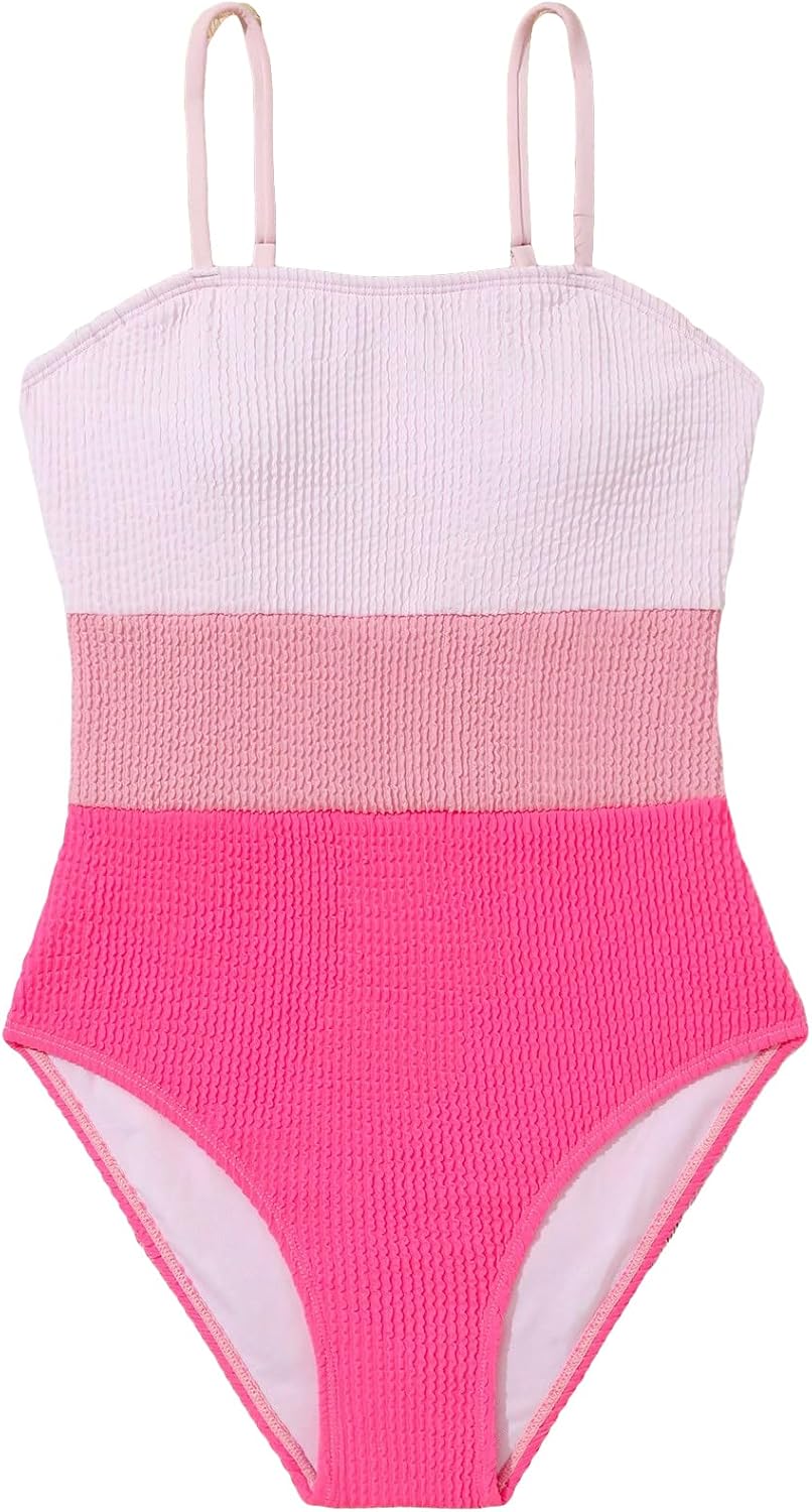 Amazon.com: Floerns Girl's Monokini Color Block High Waisted One Piece ...