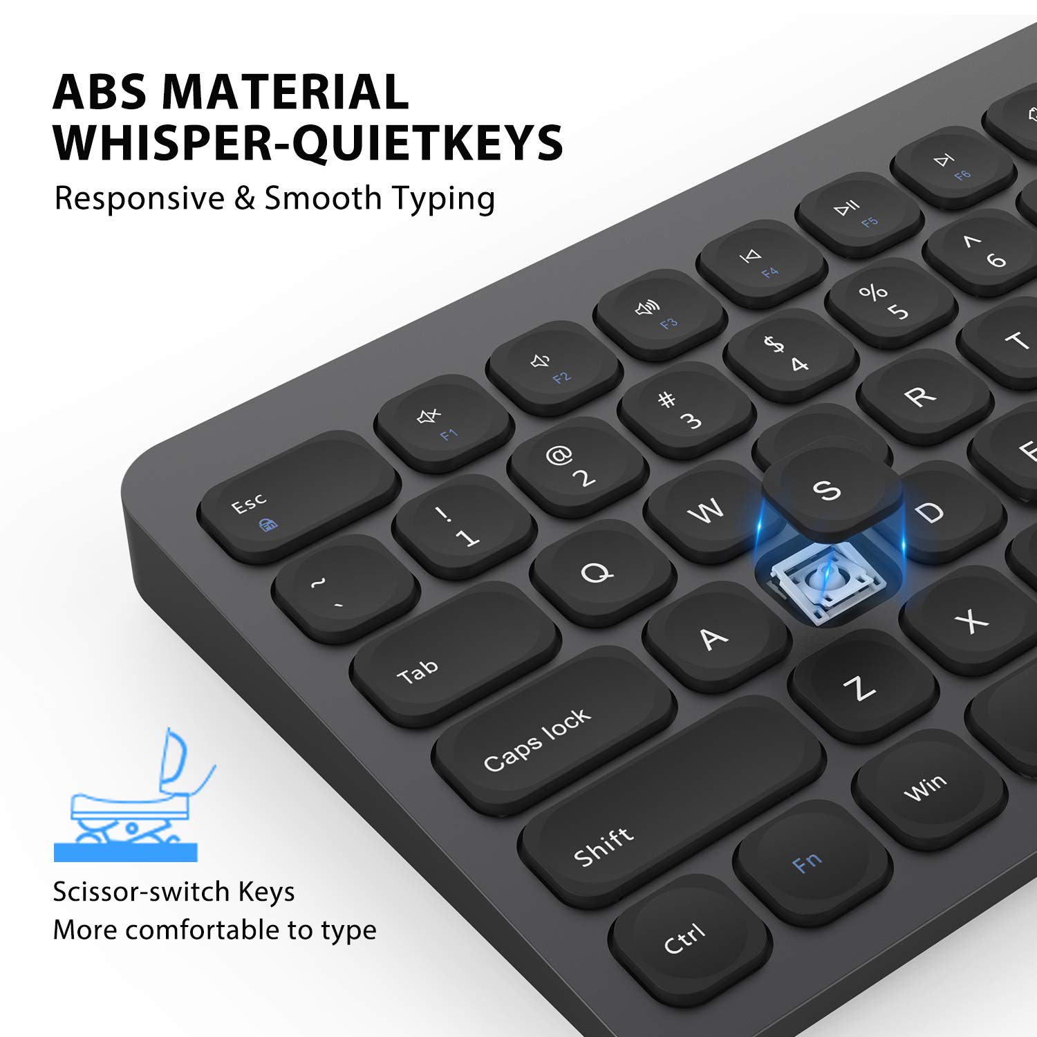 cimetech Wireless Keyboard, 2.4G Advanced Full Size Keyboard with ...