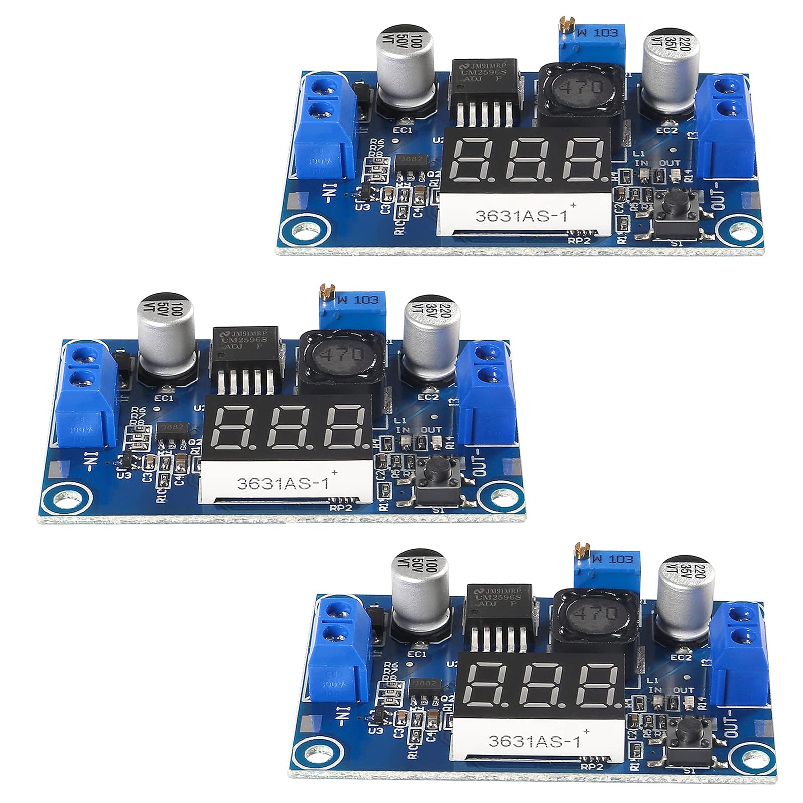 Buy SIPYTOPF 3 Pack LM2596 with LED Display Voltmeter Buck Converter,DC ...