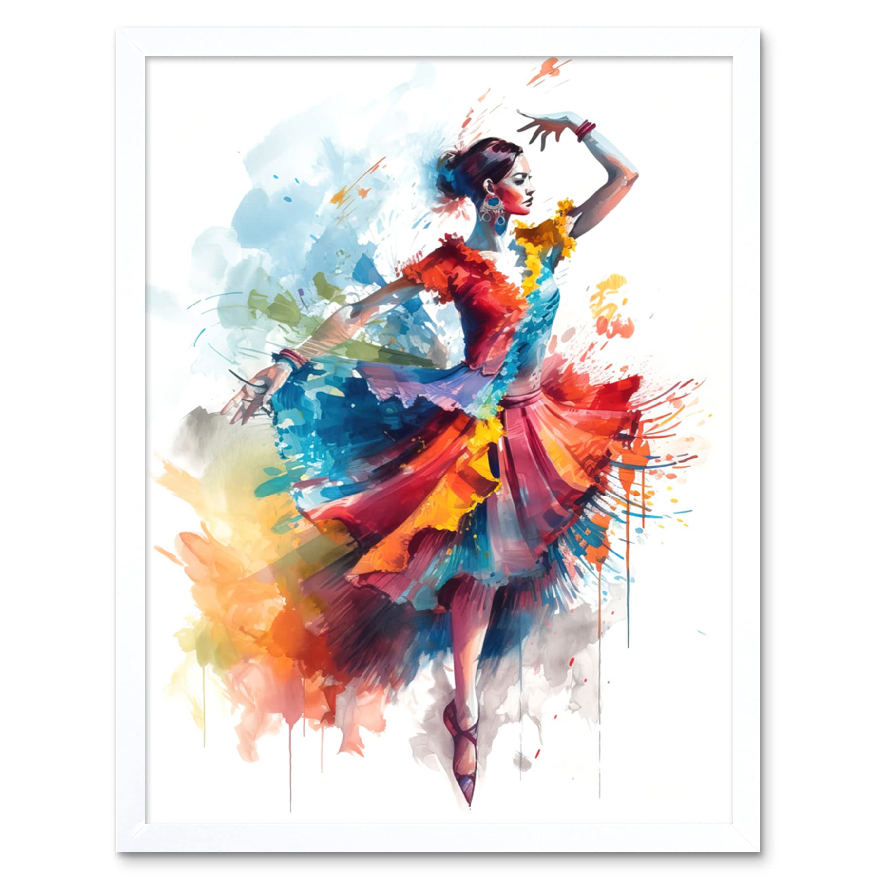 Dancing Watercolor Painting Aerial Ballet Dancer Girl Oil Painting.
