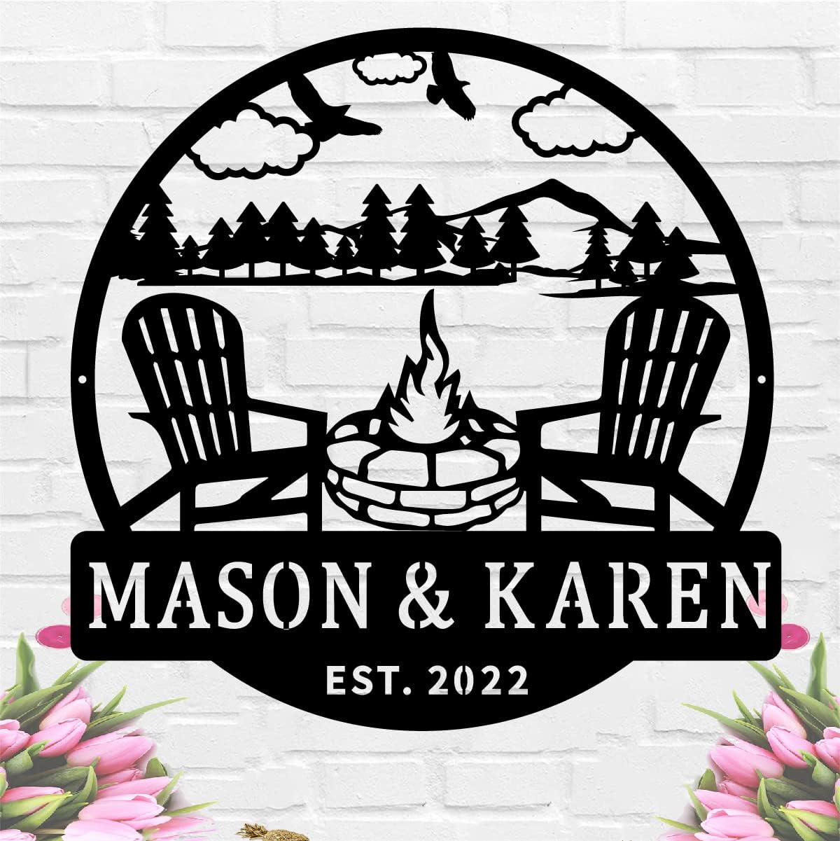 Amazon.com: Campfire Monogram Sign, Personalized Metal Sign ...