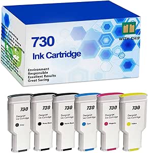 Amazon.com: 6 PCS 730 Compatible Ink Cartridges for HP 730MBK 730PK 730C 730M 730Y 730GY ...