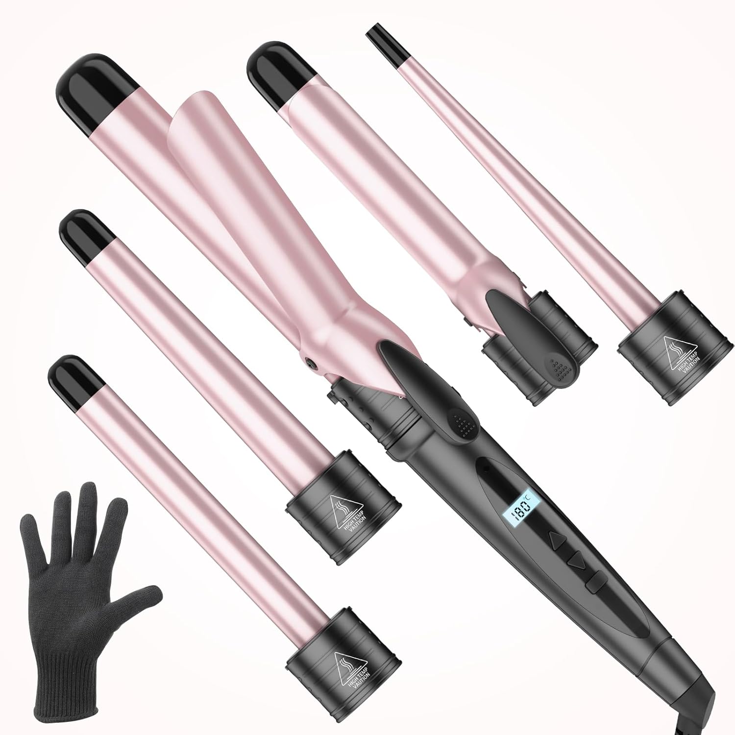 Curling Wand Curling Tongs - New Upgraded 5 in 1 Hair Curler with LCD ...