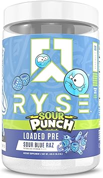 Amazon.com: RYSE Loaded Pre Workout Powder - Sour Punch Blue Raz ...