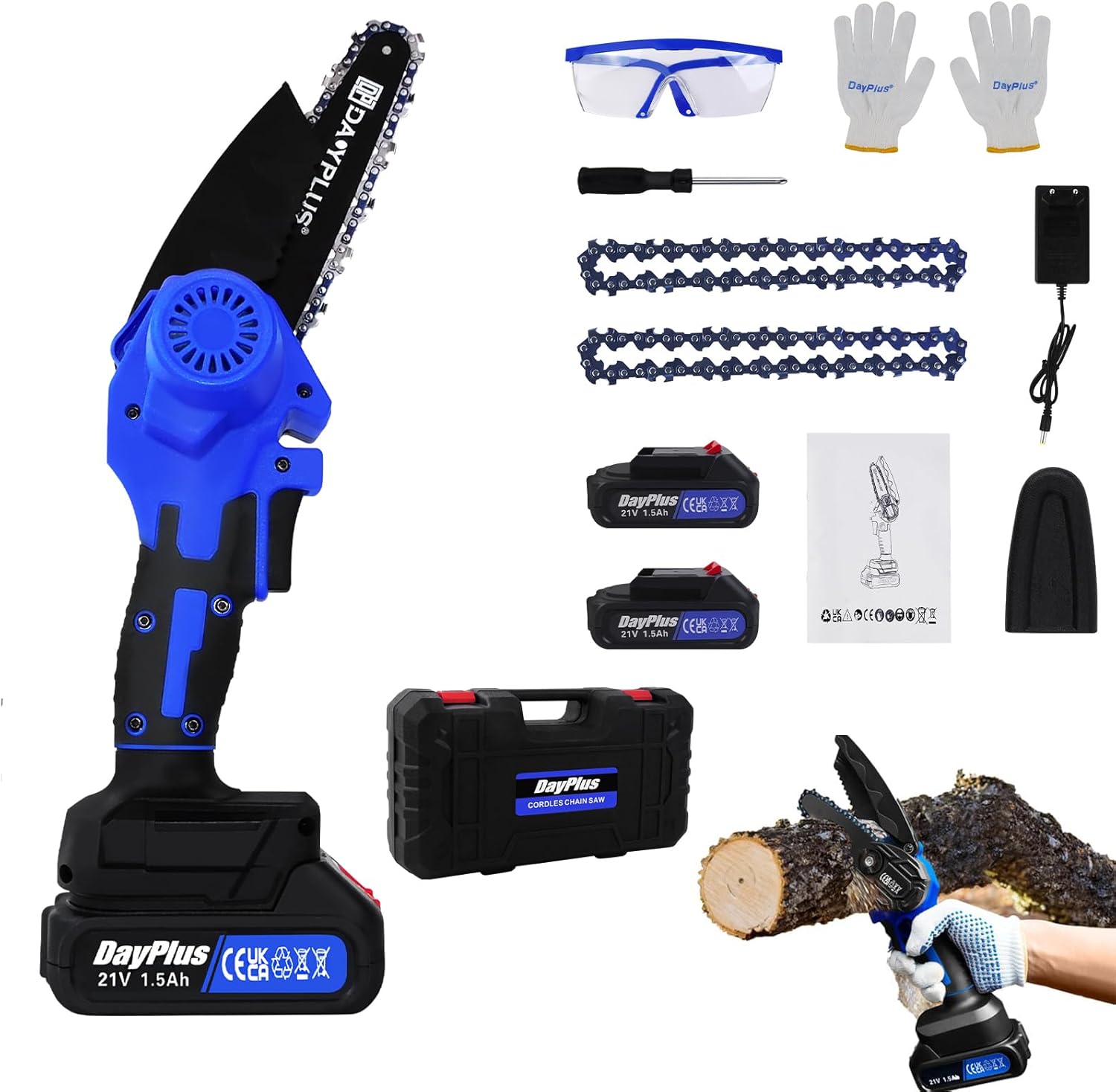 Mini Chainsaw Cordless 6inch Electric Handheld Small Chain Saw with ...