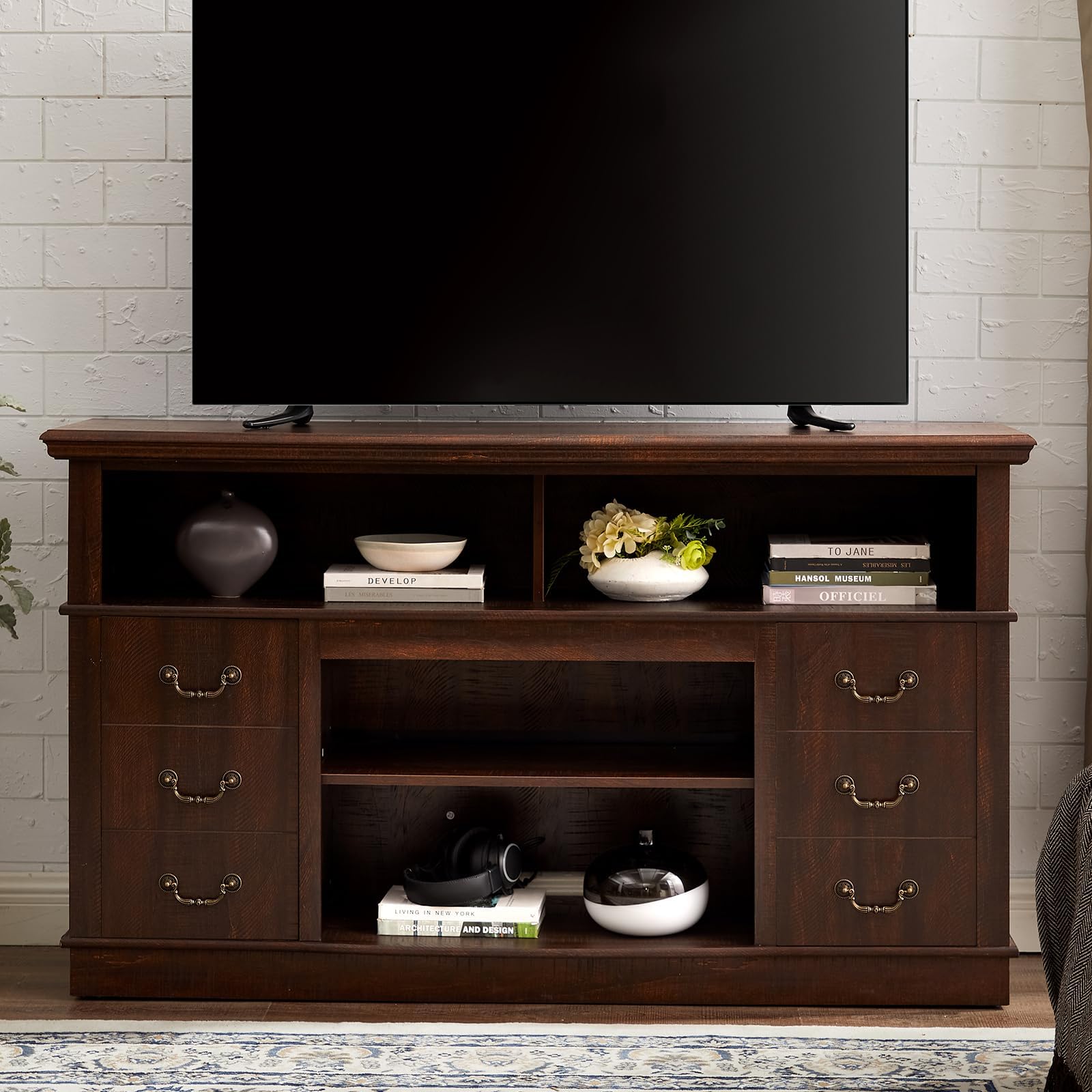 Amazon.com: LETESA Traditional Classic Media TV Stand for TV up to 65 ...