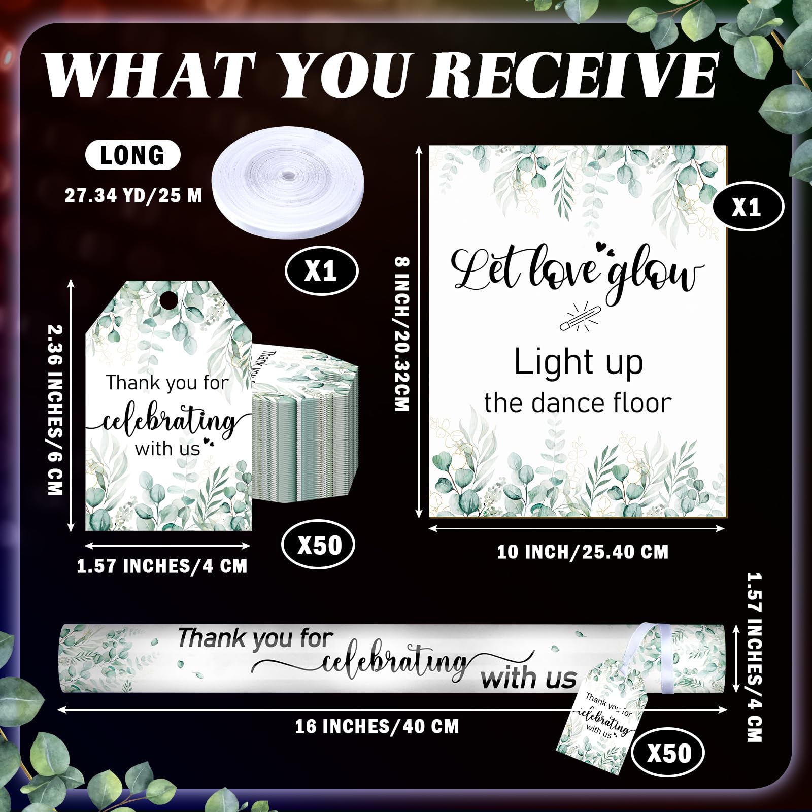 Snapklik.com : Tujoe 50 Pcs Wedding Glow Sticks Bulk Party Favors For ...