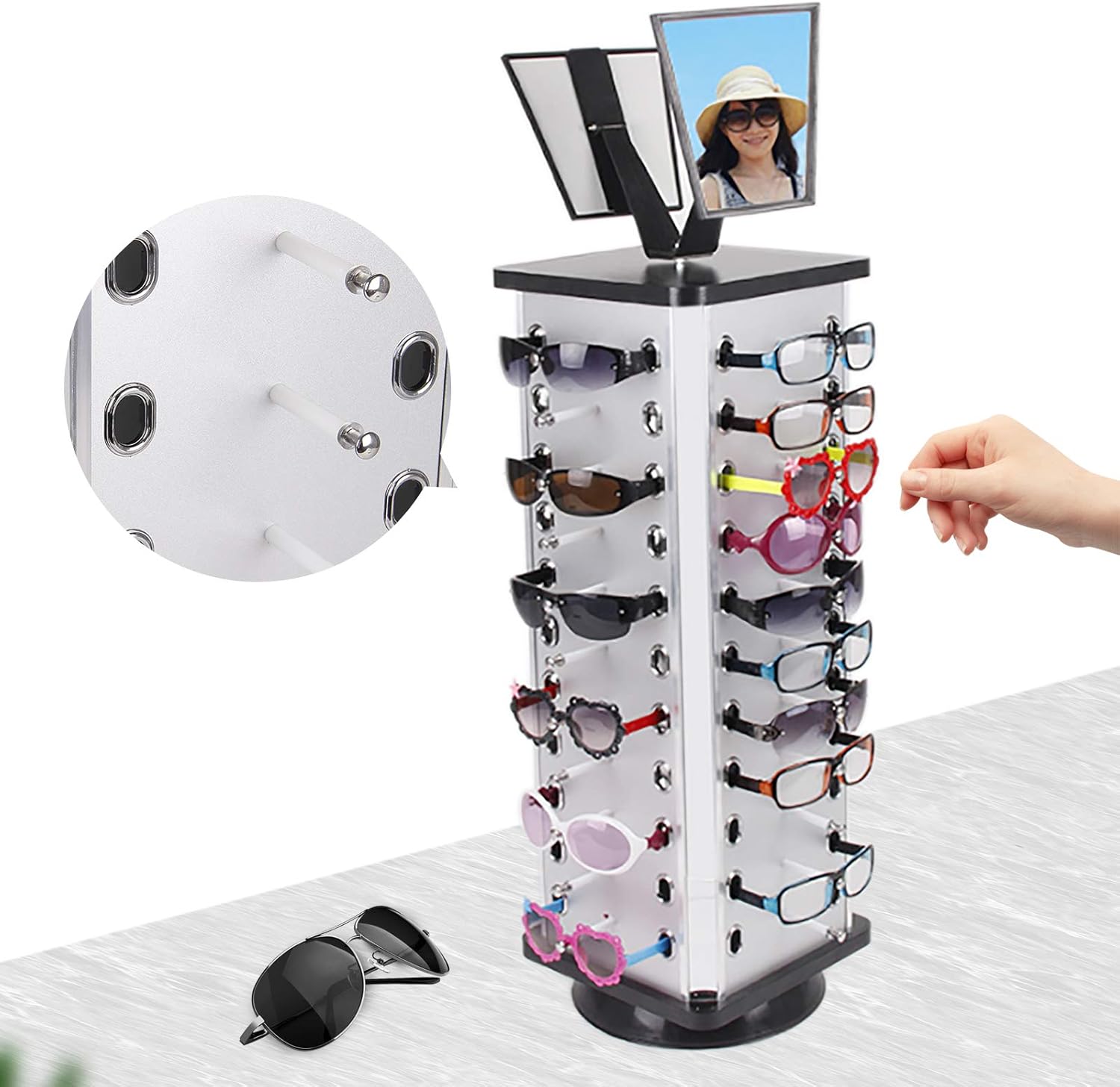 Amazon.com: YIPONYT 360 Rotating Sunglass Display Rack, 44 Pairs ...