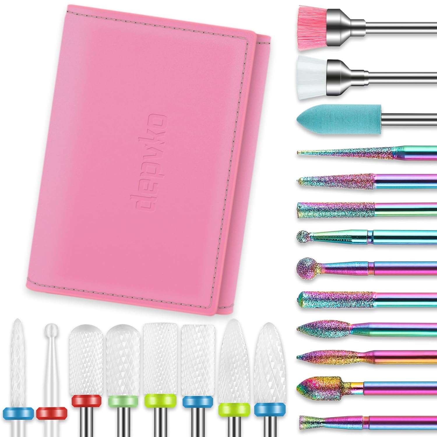 Amazon.com: 21pcs Nail Drill Bits Sets with Pink Holder Case, 3/32 Inch ...