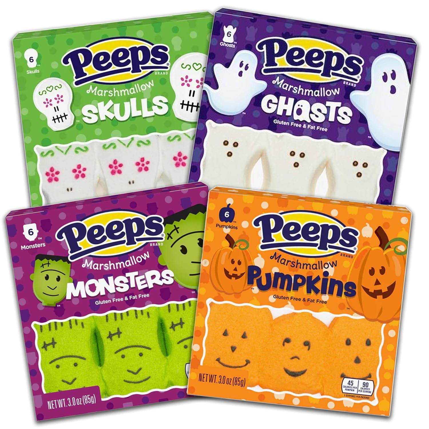 Amazon.com : PEEPS Halloween Marshmallow Candy Bundle, Skulls, Monsters ...