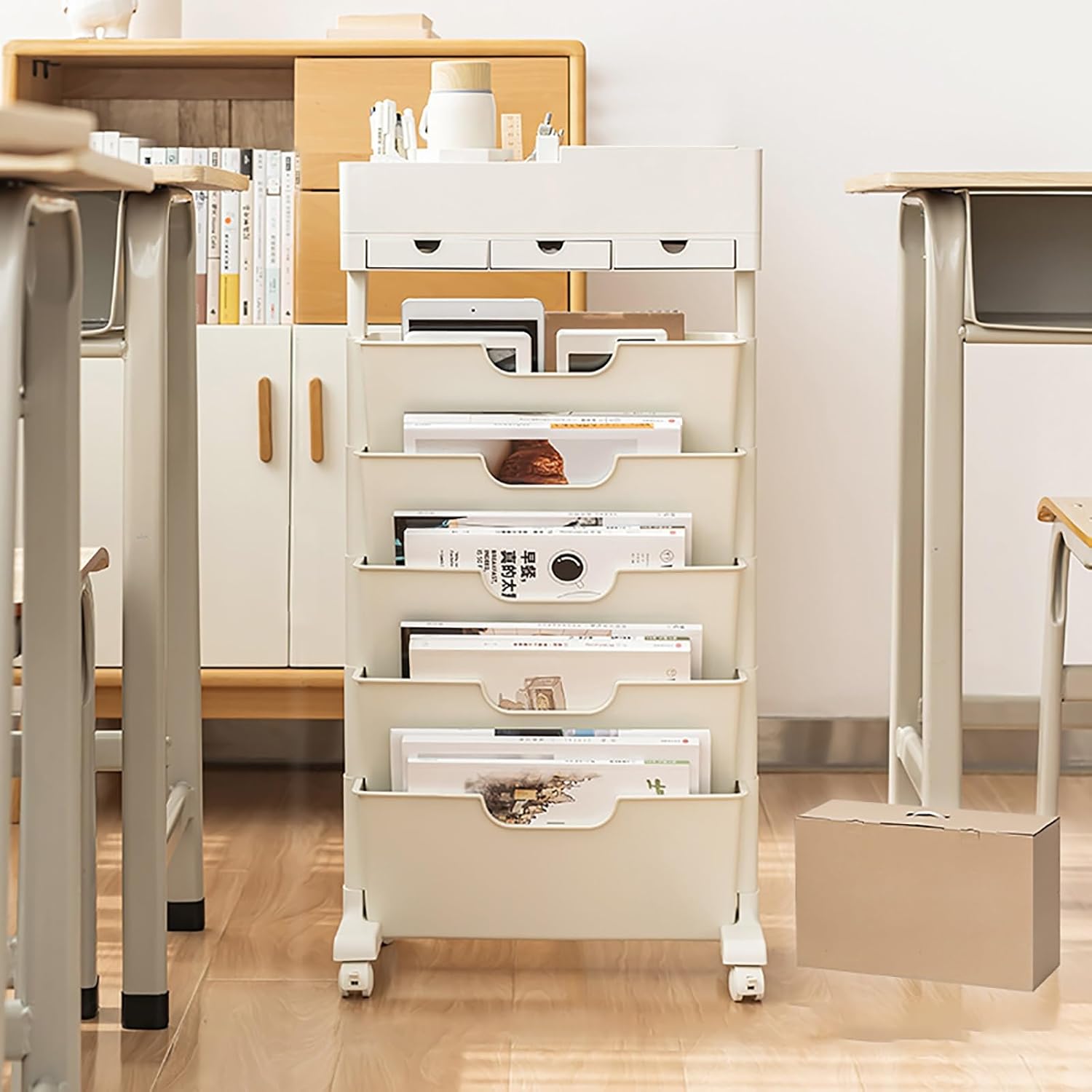 Mobile Bookshelf with Wheels, Mobile Bookshelf with Wheels and Drawers ...