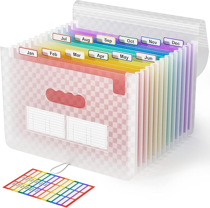 ABC life A4 Expanding File Organiser with Grid Pattern,13 Pockets ...