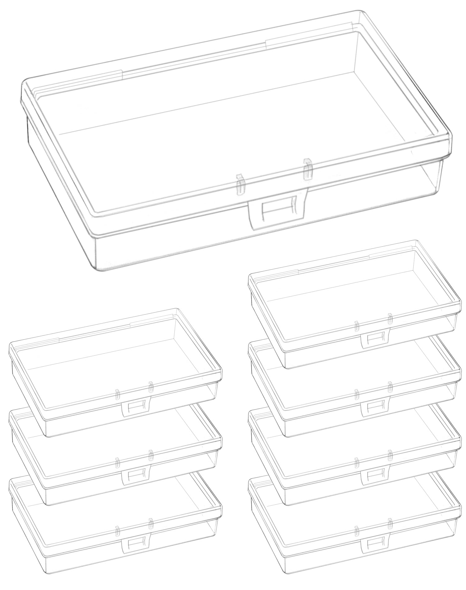QWORK® 8 Pieces Rectangular Organizer Storage Boxes with Lids, Clear PP ...