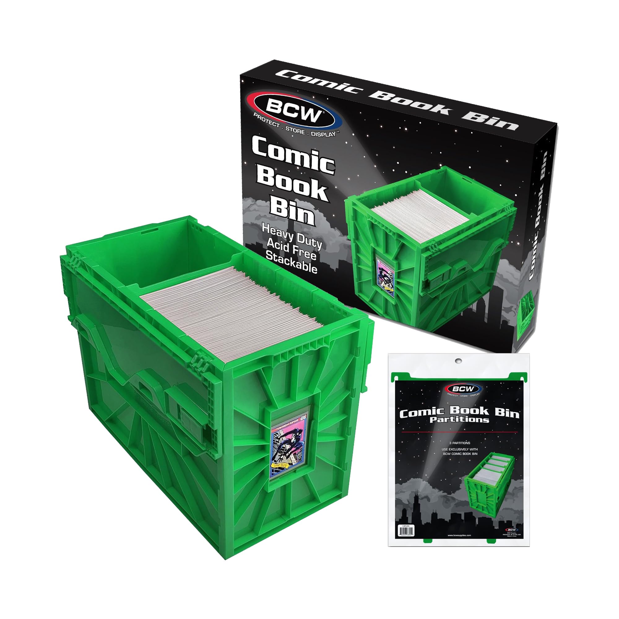 Amazon.com: BCW Short Comic Book Bin & Partitions Bundle | Holds 150 ...