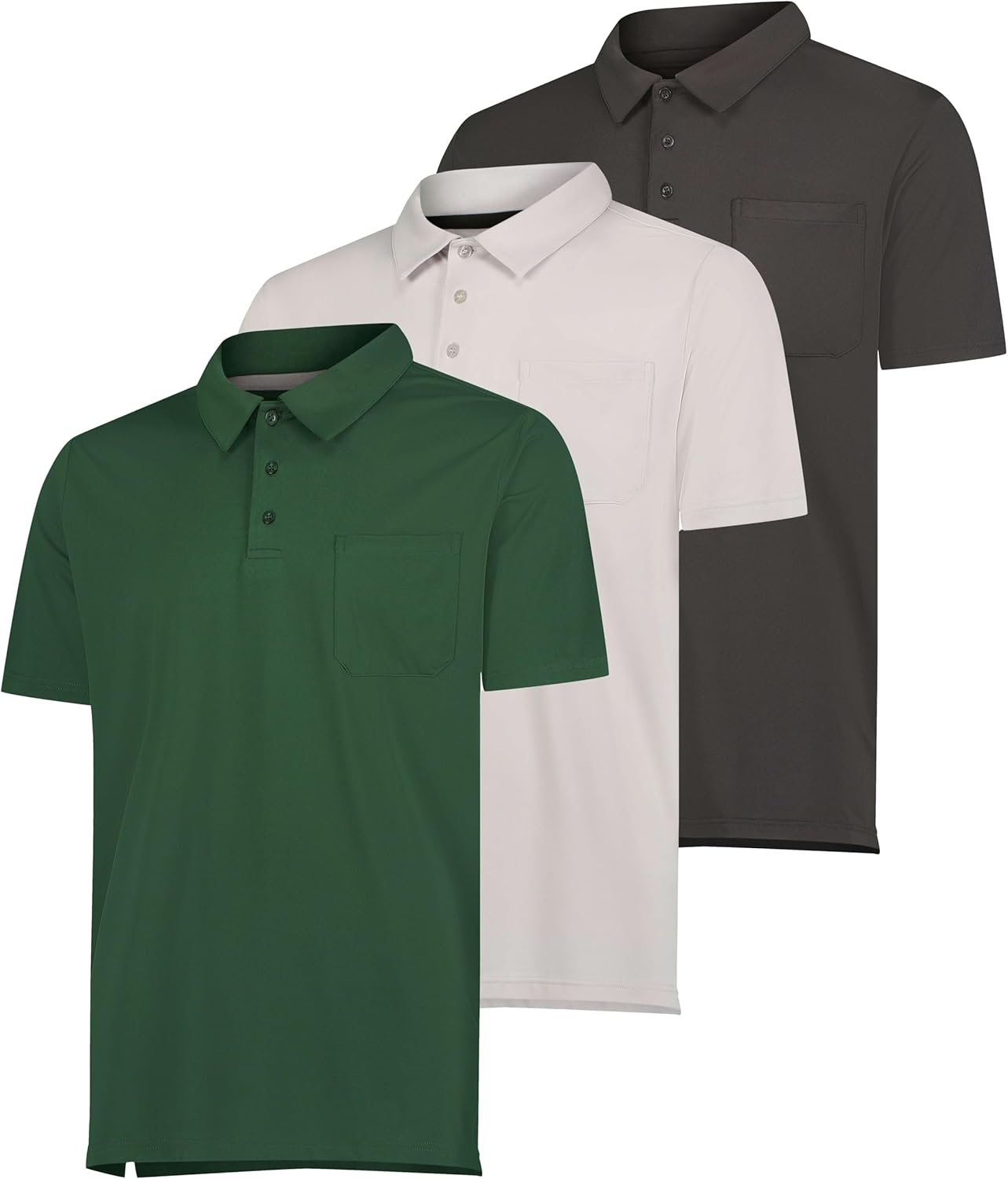 Amazon.com: Real Essentials 3 Pack: Men's Short Sleeve Pocket Polo ...