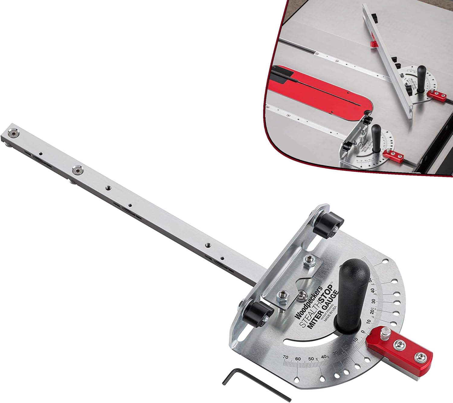 Woodpeckers StealthStop Miter Gauge, Universal Table Saw Miter Gauge ...