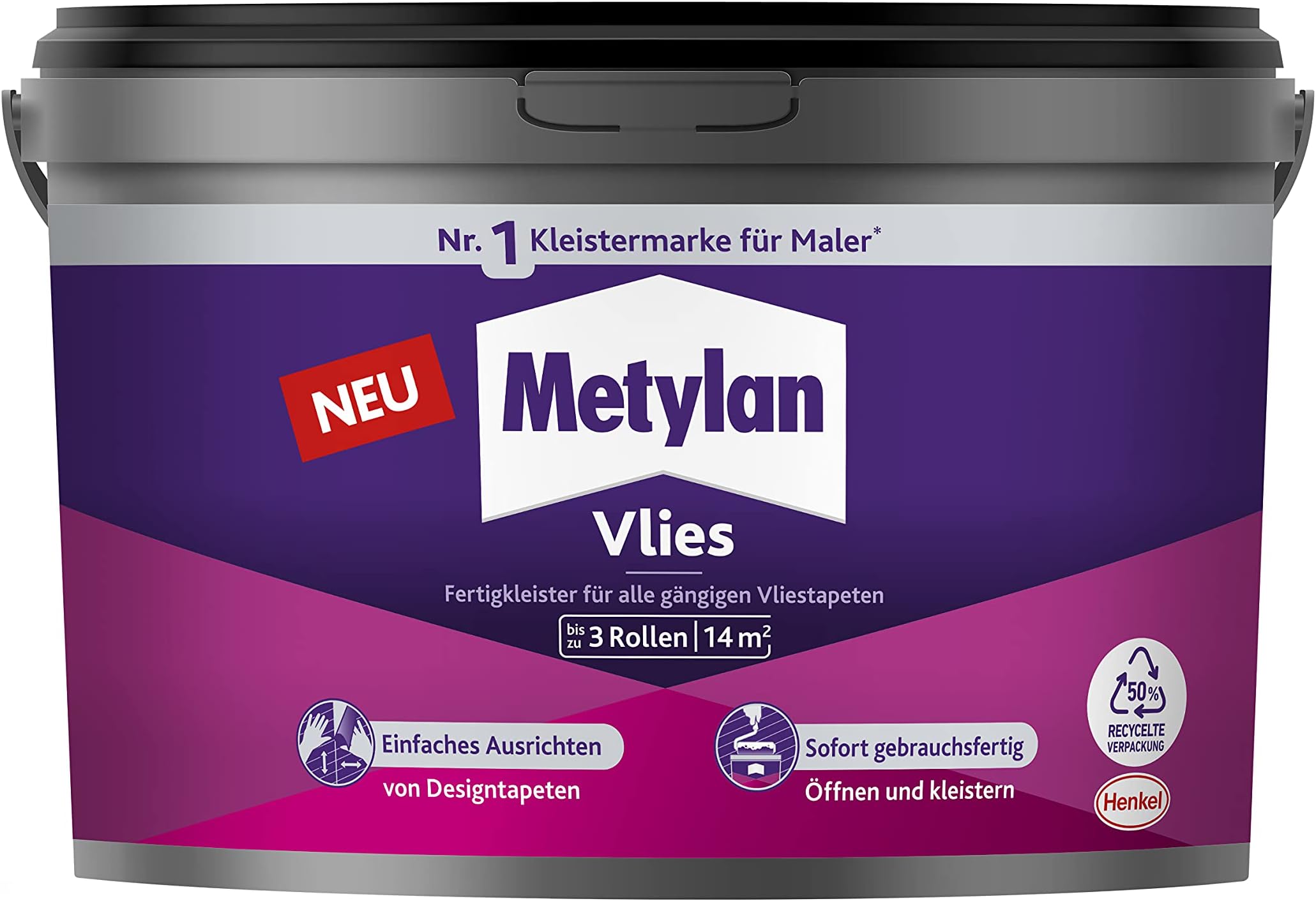 Metylan Vlies Fertigkleister, feuchtigkeitsbeständiger Tapetenkleister ...
