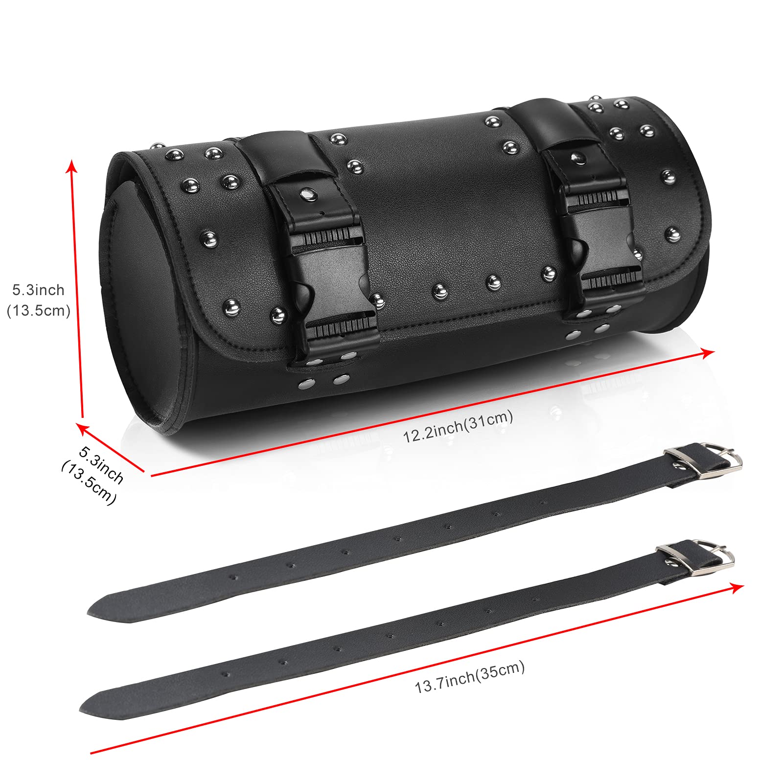 Snapklik.com : Motorcycle Fork Bag, Universal PU Leather 2 Strap Buckle ...