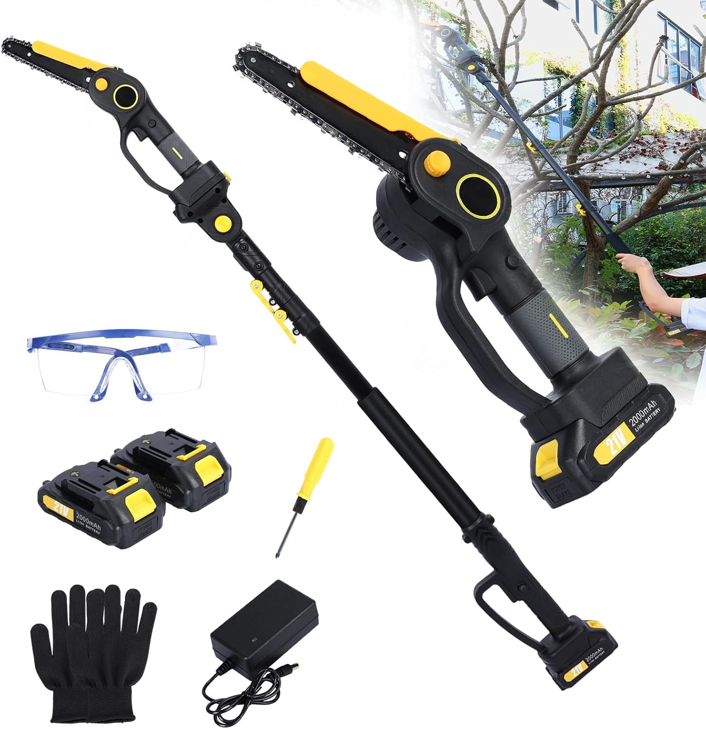 Amazon.com : Electric Pruner Kit, 2-in-1 Cordless Pole Saw & Mini ...