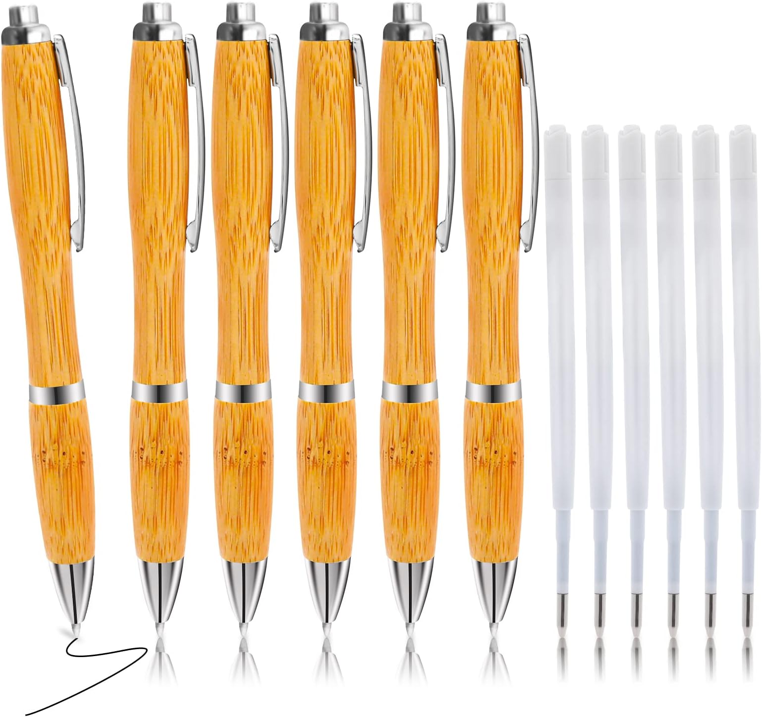 Cobee Retractable Bamboo Ballpoint Pen with Refills,1.0mm Natural ...