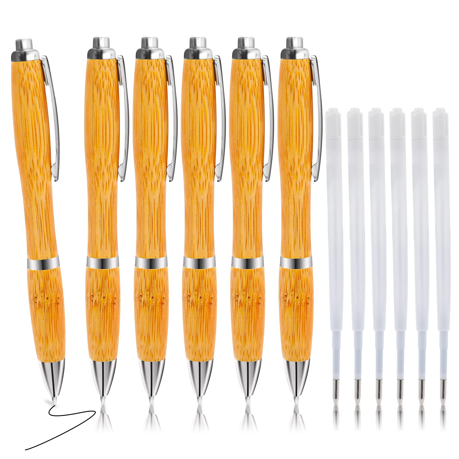 Cobee Retractable Bamboo Ballpoint Pen with Refills,1.0mm Natural ...