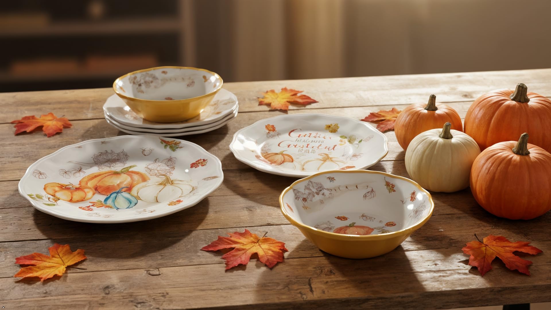 Snapklik.com : UPware 12 Piece Pumpkin Season Melamine Dinnerware Sets