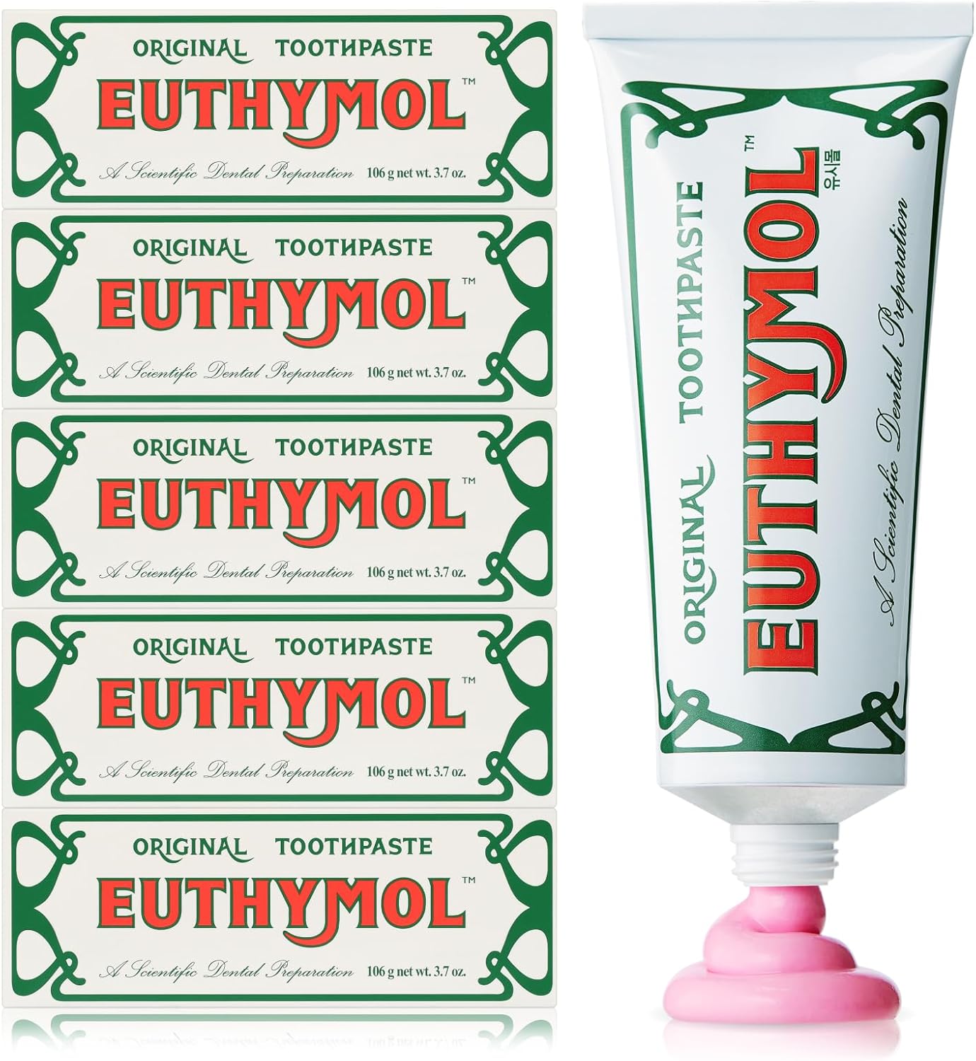 EUTHYMOL Original Toothpaste (3.7fl oz, Pack of 5) - Fluoride-Free ...