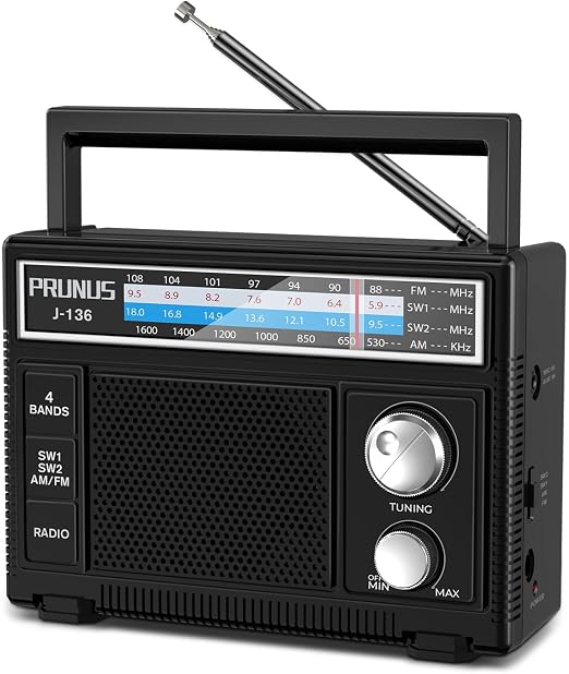 PRUNUS Portable Radio AM FM, Transistor Radio Battery Operated and Plug ...