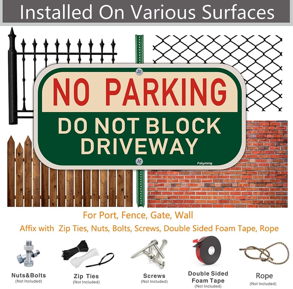 No Parking Do Not Block Driveway Sign 12 x 6 Inches Do Not Block Active ...