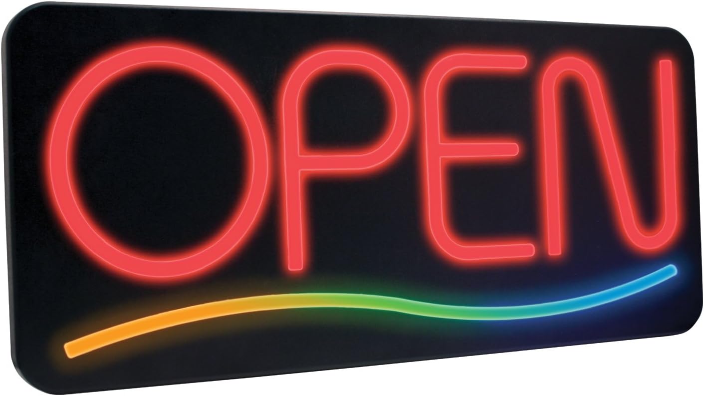 Amazon.com: Newon LED Open Sign with 8-Inch Font, 3 Color Wave ...