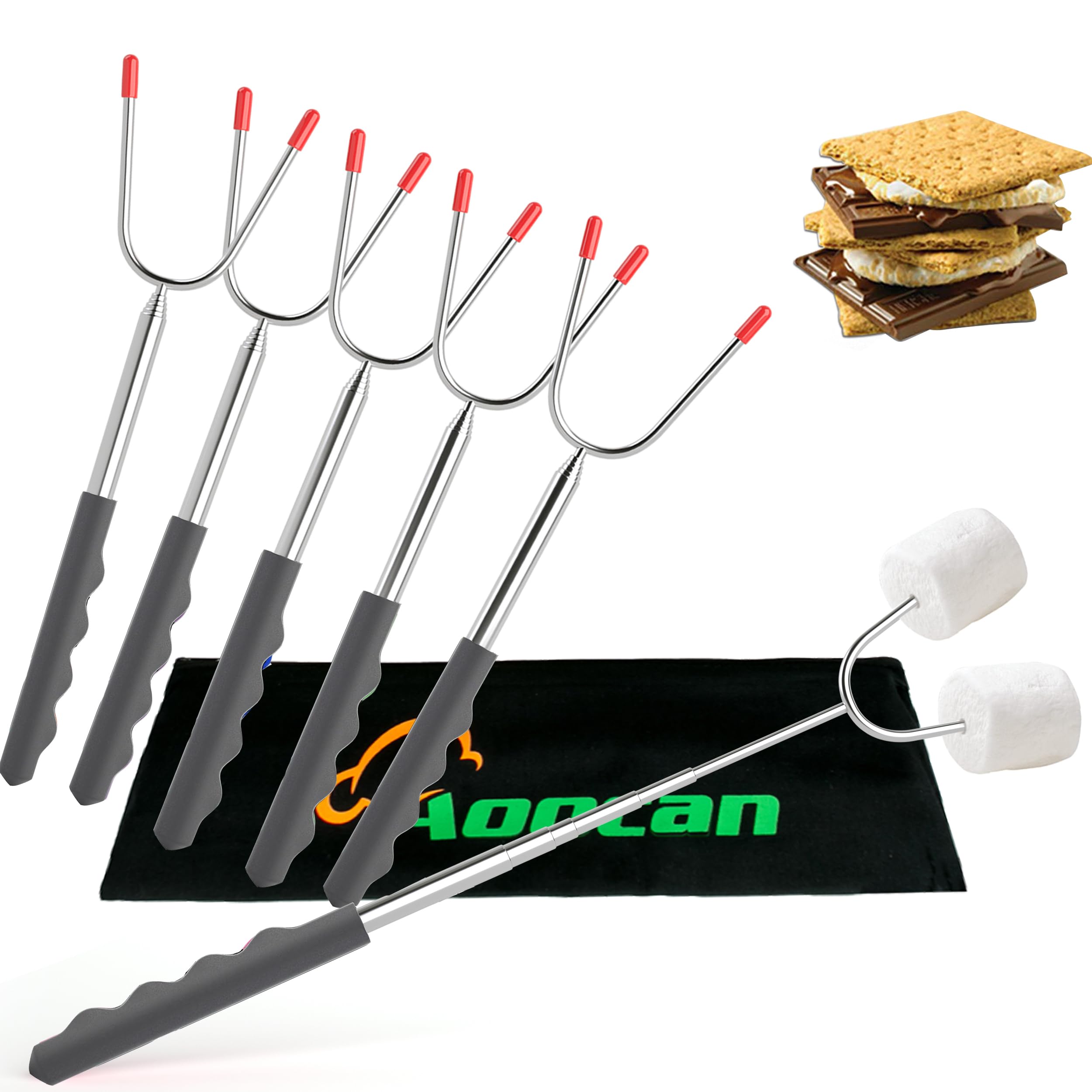 Buy Aoocan Marshmallow Roasting Sticks, 6 Pack Long 45 Inch Smores ...