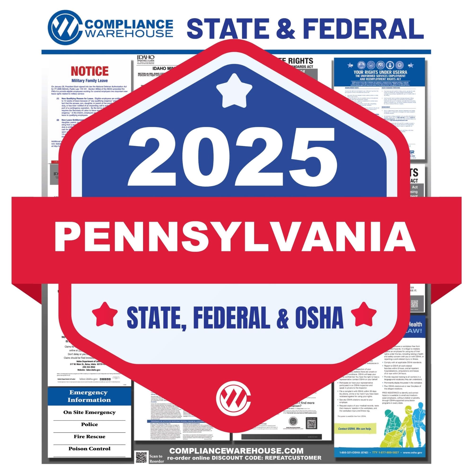 Amazon.com: 2025 Pennsylvania PA State and Federal Labor Law Poster for ...