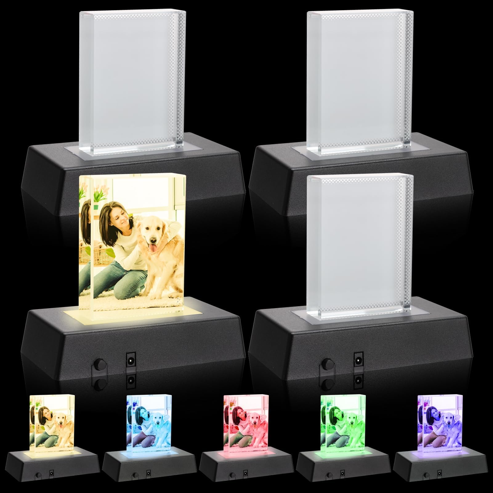 Amazon.com: Qunclay 3 Sets Sublimation Blanks Crystal with Colorful LED ...