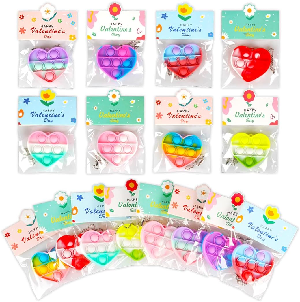 Amazon.com: Jinsome 32 Pack Valentine's Day Heart-Shaped Pop Fidget ...