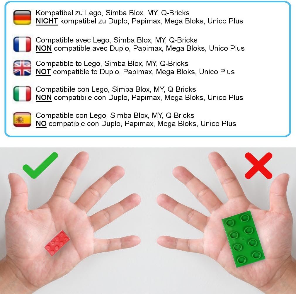 Katara 1827 Set of 520 Construction Bricks with Baseplate, Compatible ...