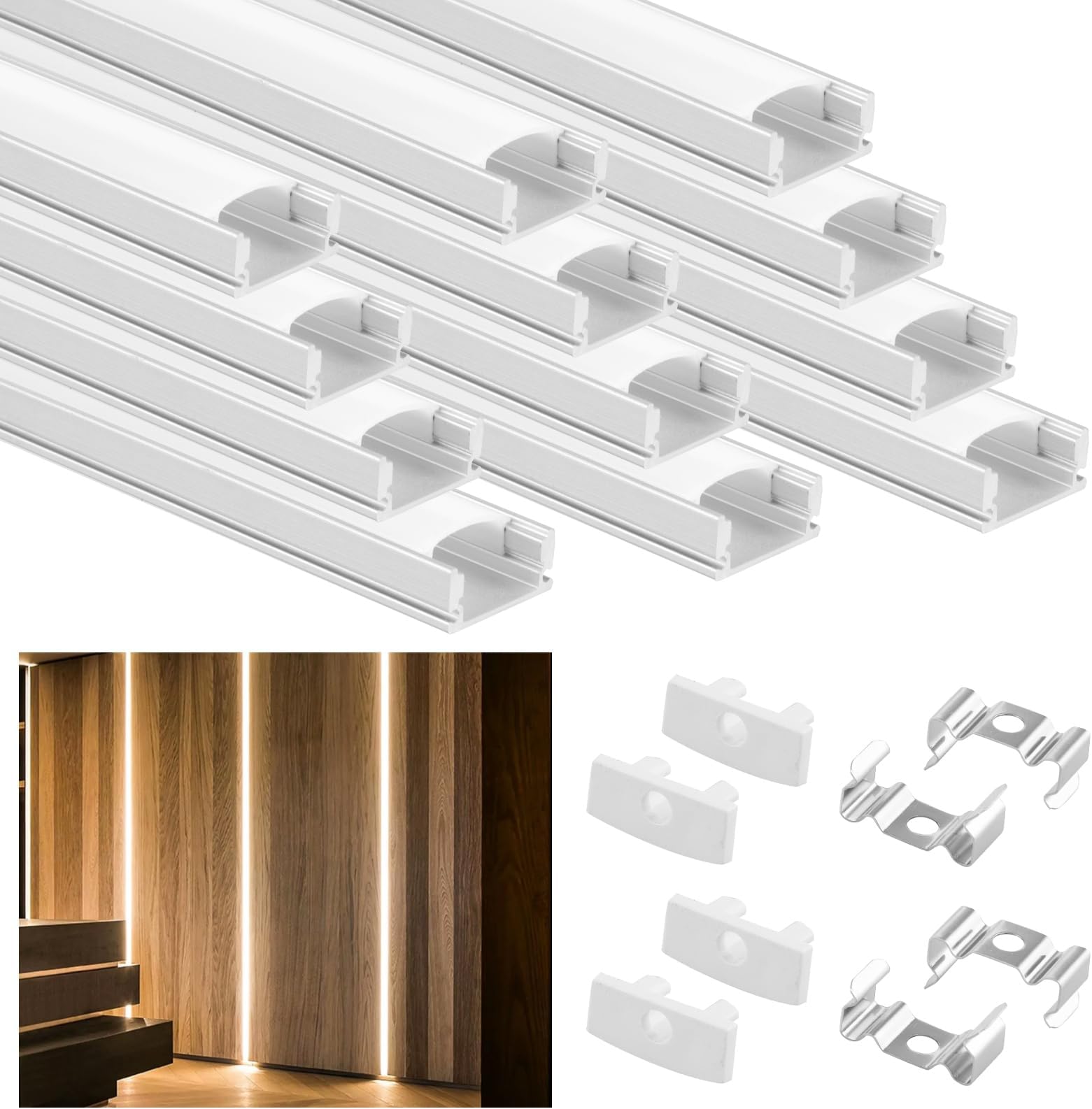 YOUNTHYE 20Pack Led Aluminum Profile, 20x30cm /19.7ft U-Shape LED ...