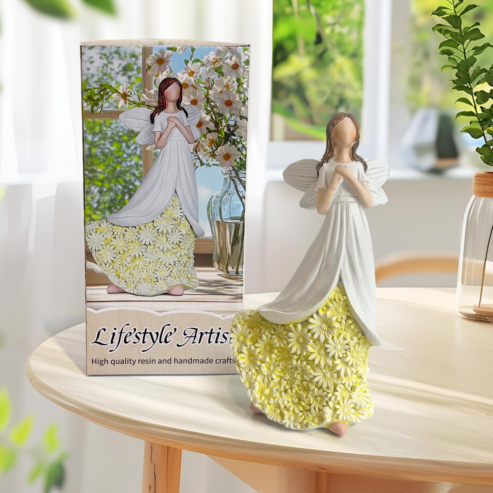 Snapklik.com : LIFFY Beautiful Hand-Painted Flower Fairy Angel Figurine