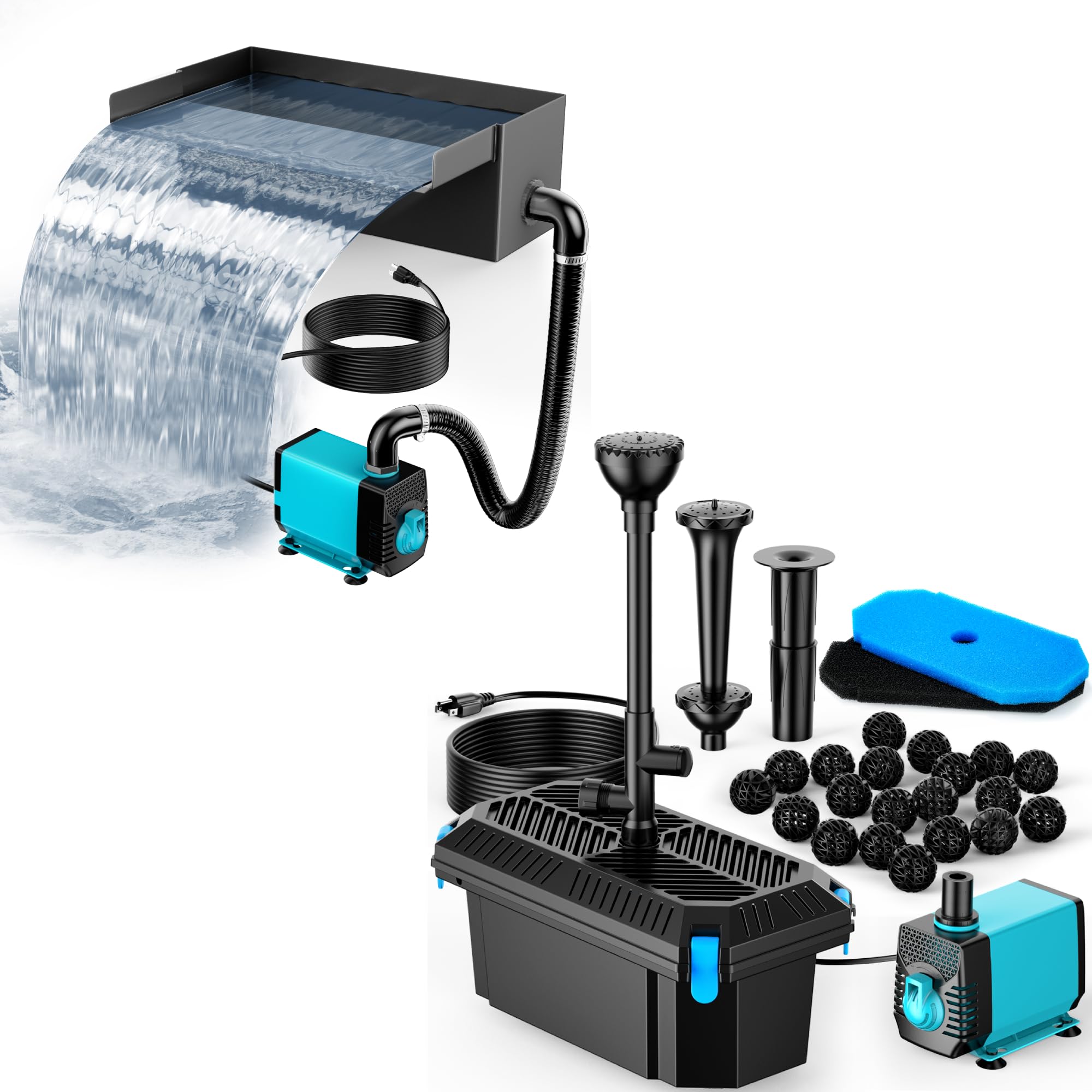 Amazon.com: POPOSOAP Pond Waterfall Box and Pond Filter Box with Pump ...