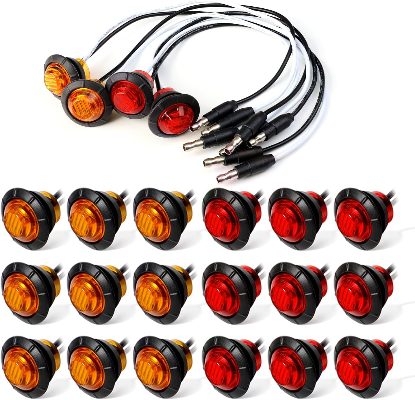 Amazon.com: MADCATZ Pack of 20 3/4 Inch Round 10 Amber + 10 Red 3 LED ...