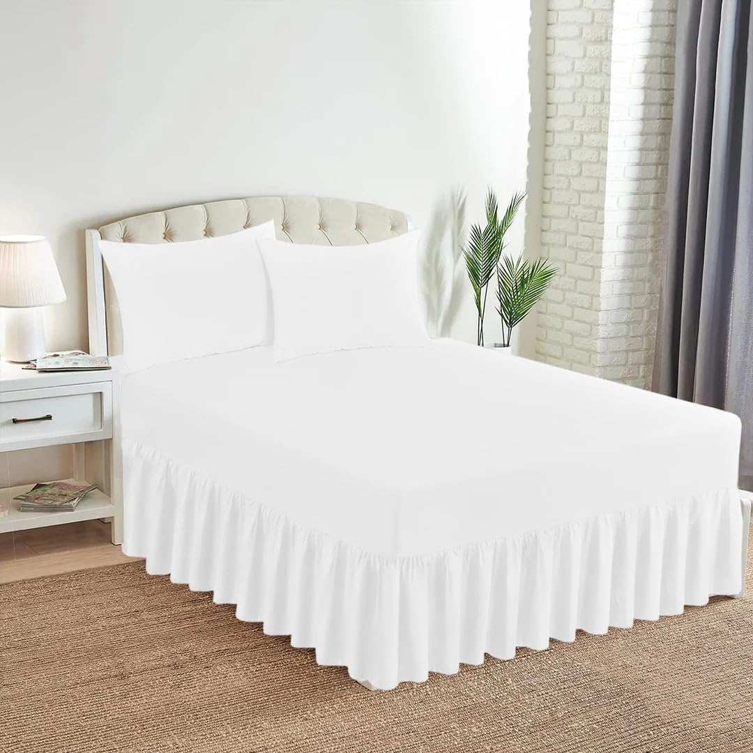 ZIYA HOMES Fitted Valance Sheets Polycotton Frilled Bed Sheet Anti ...