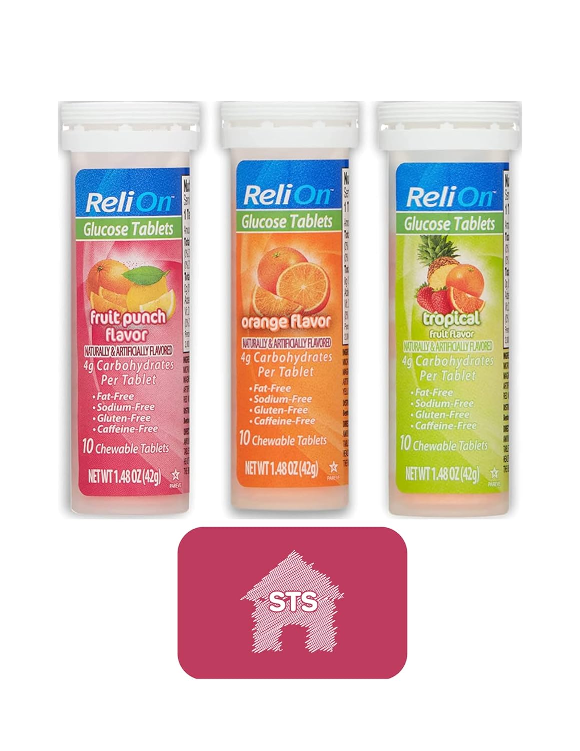 Amazon.com : ReliOn Glucose Tablets (Mix Flavors) Orange, Tropical and ...