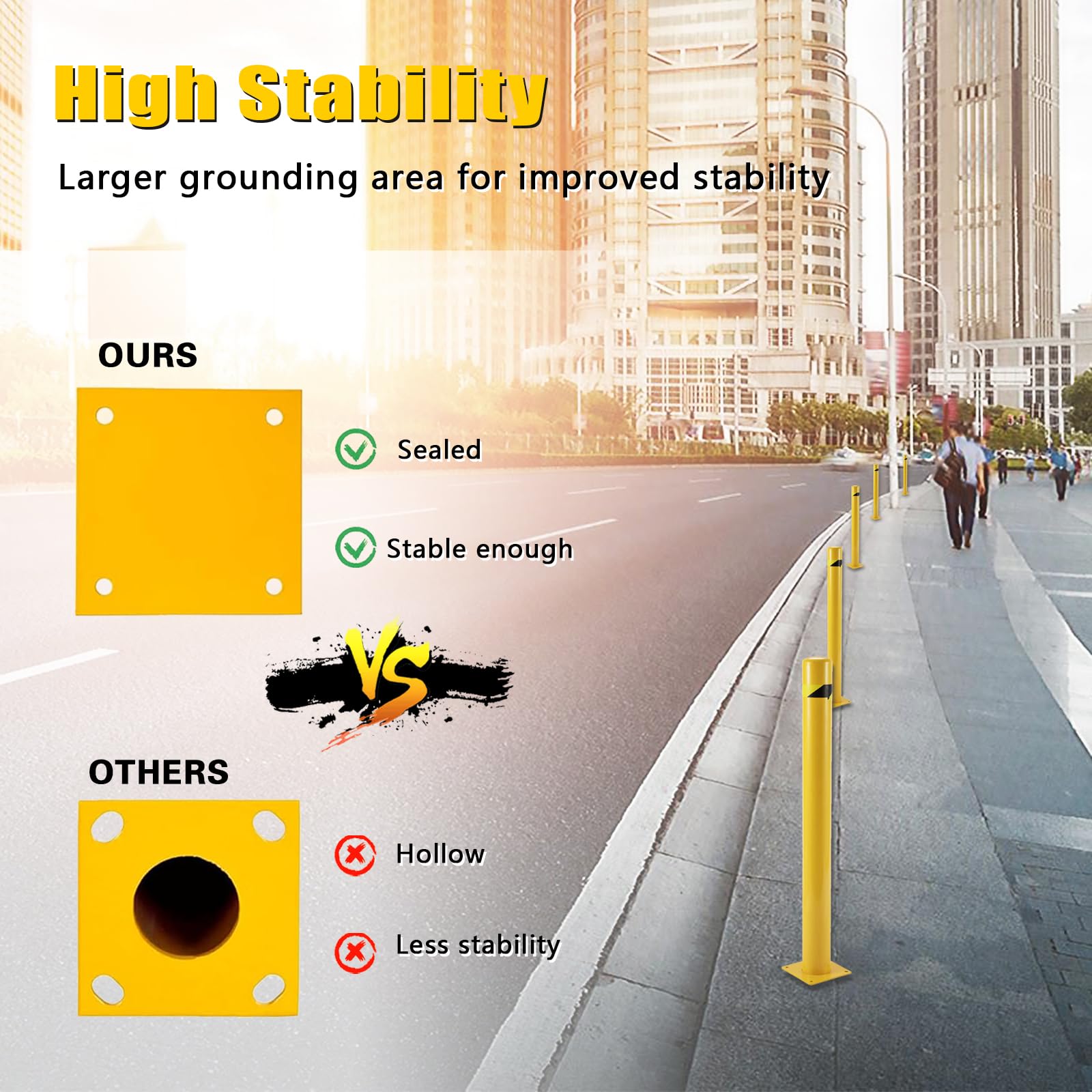 Snapklik.com : Safety Bollard,4.5" OD,48" Height Bollard Post,Steel ...
