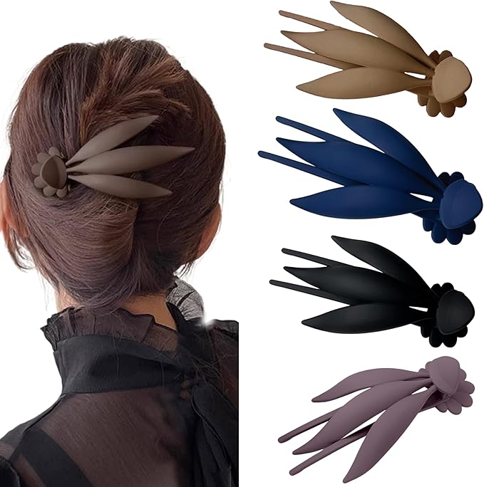 Ypkia Duck Beak Hair Clips, Women's Hair Clip, Large Black Leaf Shape ...