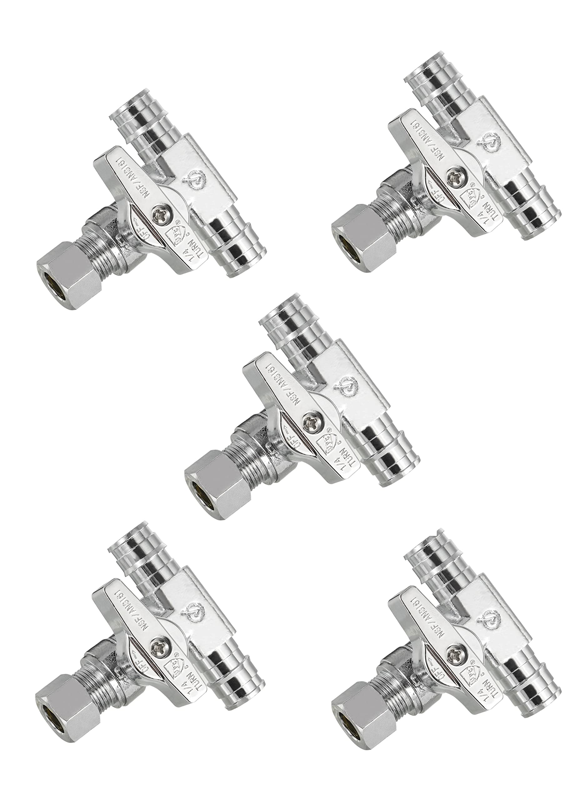 Snapklik.com : 5-Pack EFIELD Pex A Expansion Stop Tee Valve 1/2" PEX-A ...