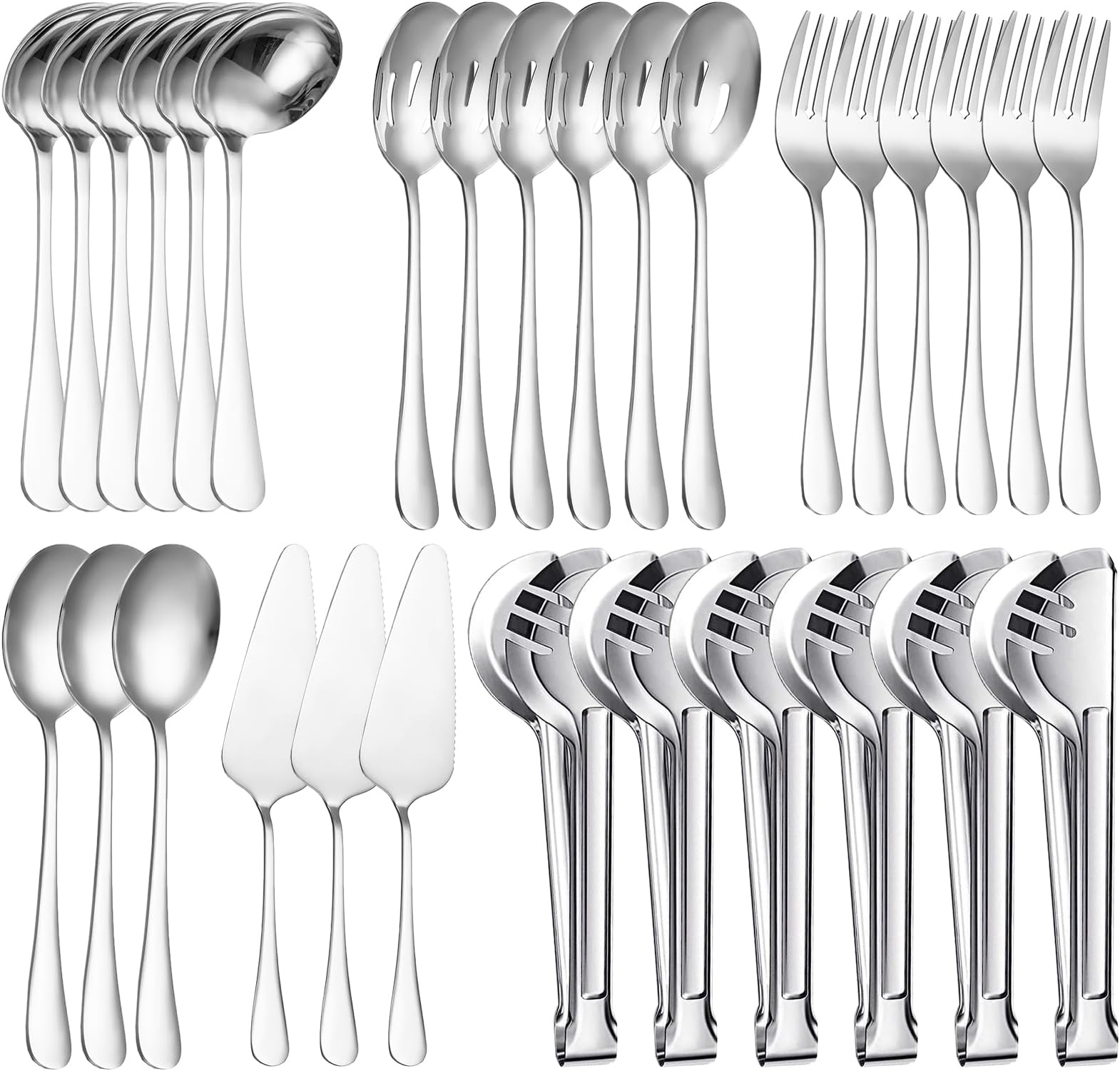 Amazon.com | 30 Pcs Stainless Steel Metal Serving Utensils Set with ...